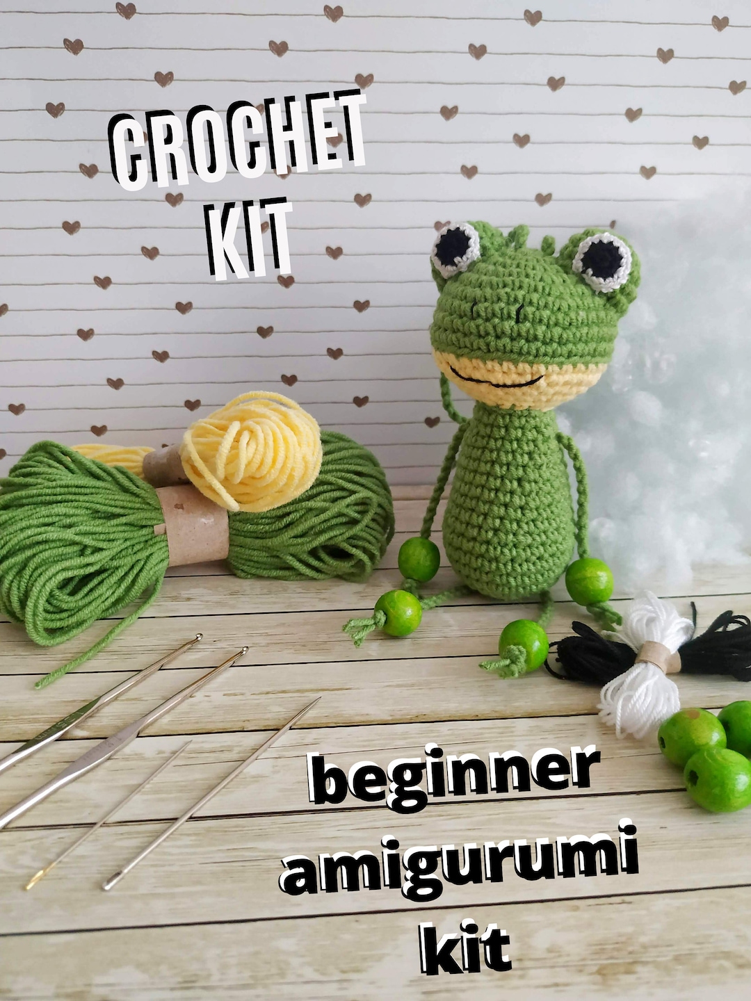 Beginner Crochet Kit Frog Gift for Mum, Amigurumi Frog Tutorial Kit ...