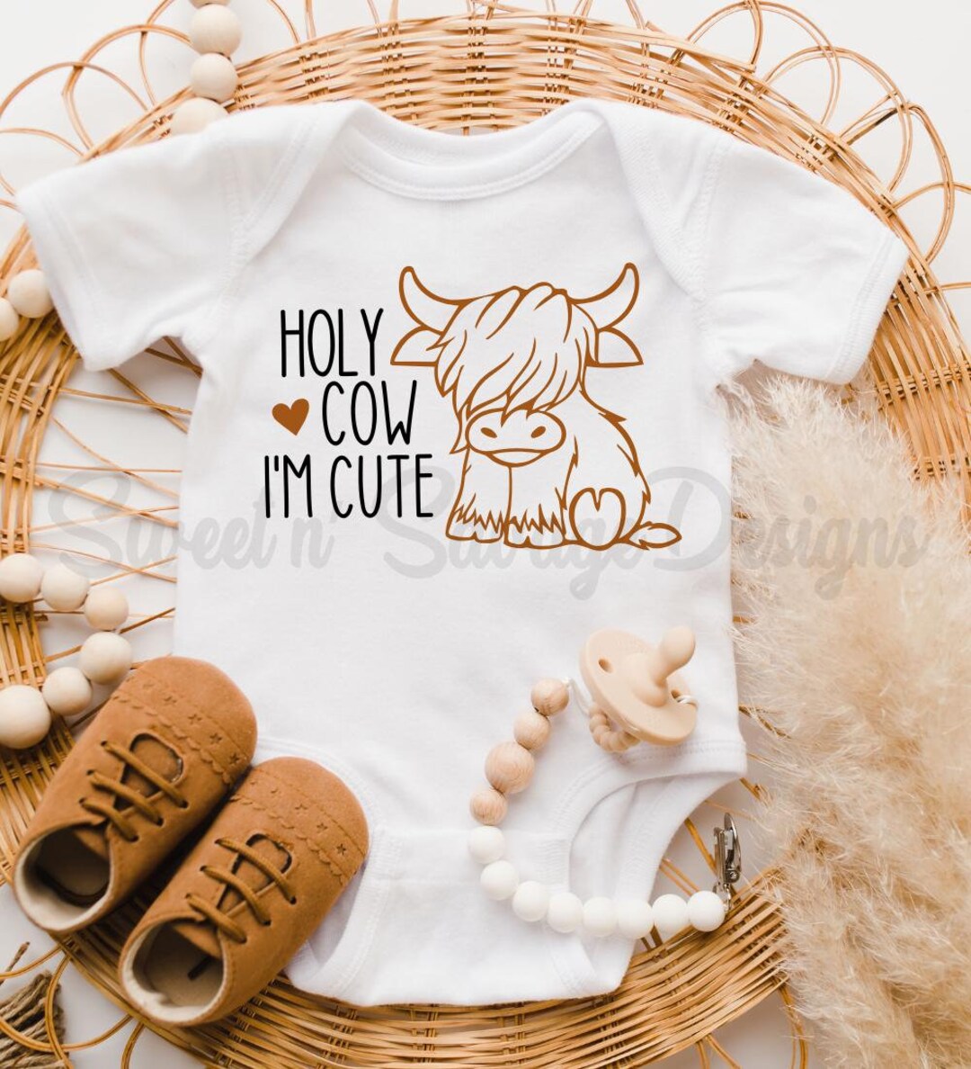 Holy Cow I'm Cute Onesie®, Highland Cow, Baby Shower Gift, Gender ...