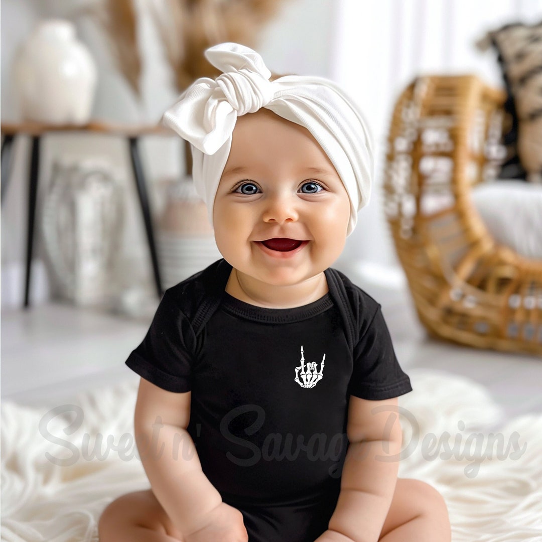 Rock on Onesie®, Skeleton Hand Onesies®, Baby Shower Gifts, Goth Punk Onsie®, Black Infant ...