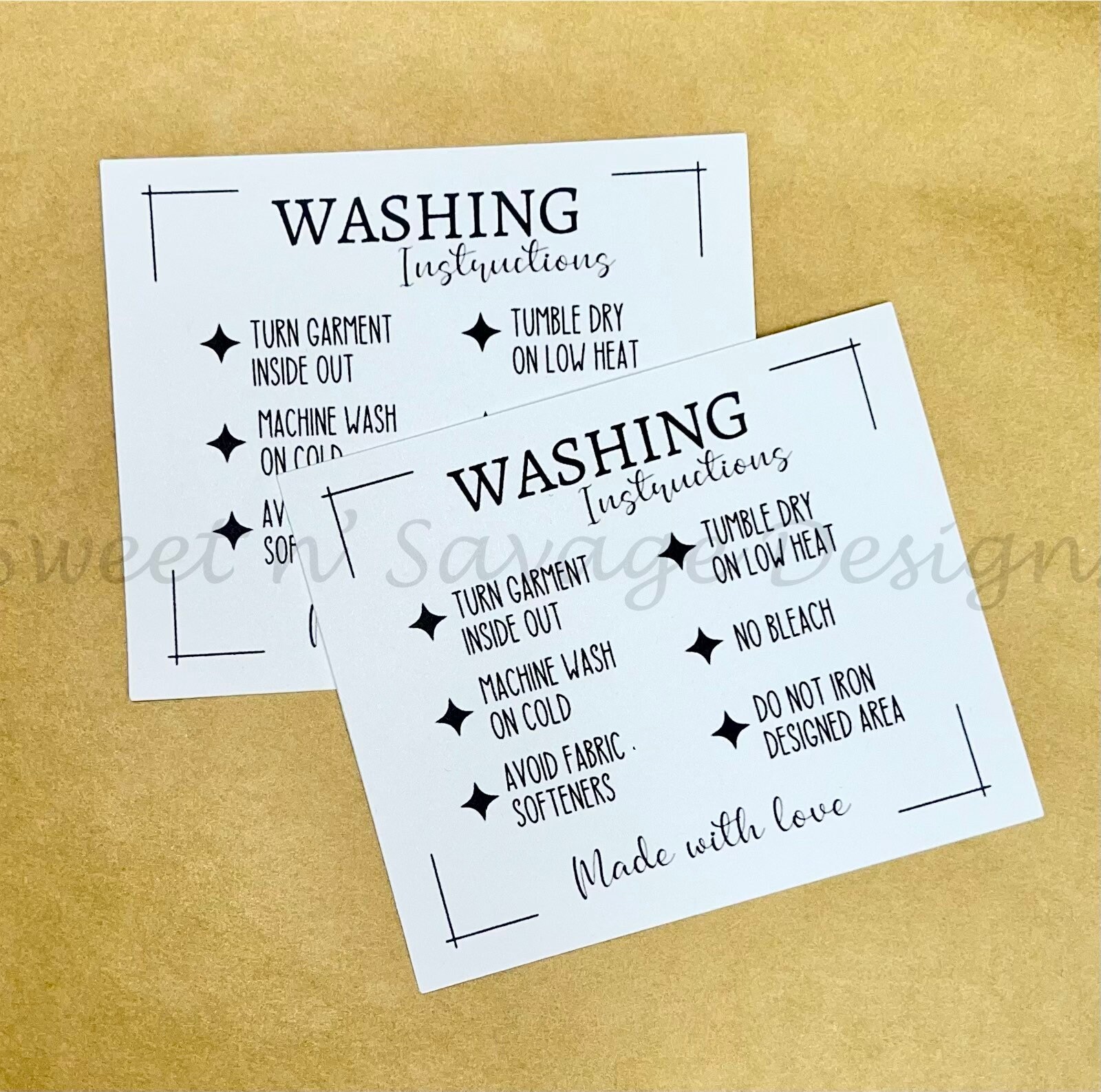Printable Washing Instruction Cards for Shirts Print Cut PNG - Etsy