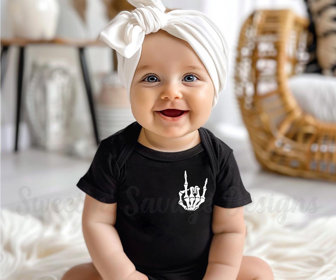 Rock on Onesie®, Skeleton Hand Onesies®, Baby Shower Gifts, Goth Punk ...