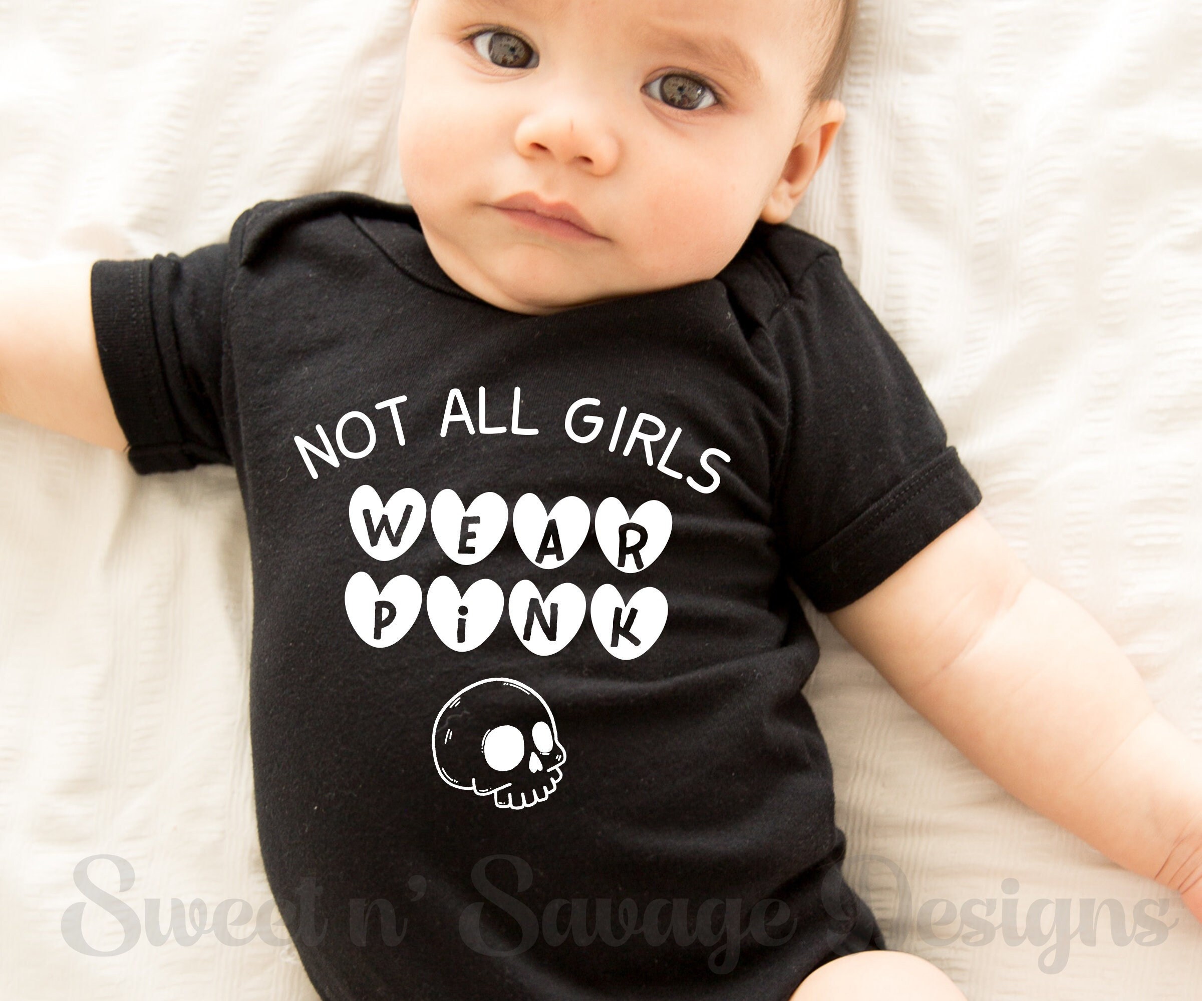 Not All Girls Wear Pink Onesie®, Skull Baby Onsie®, Baby Shower Gift ...