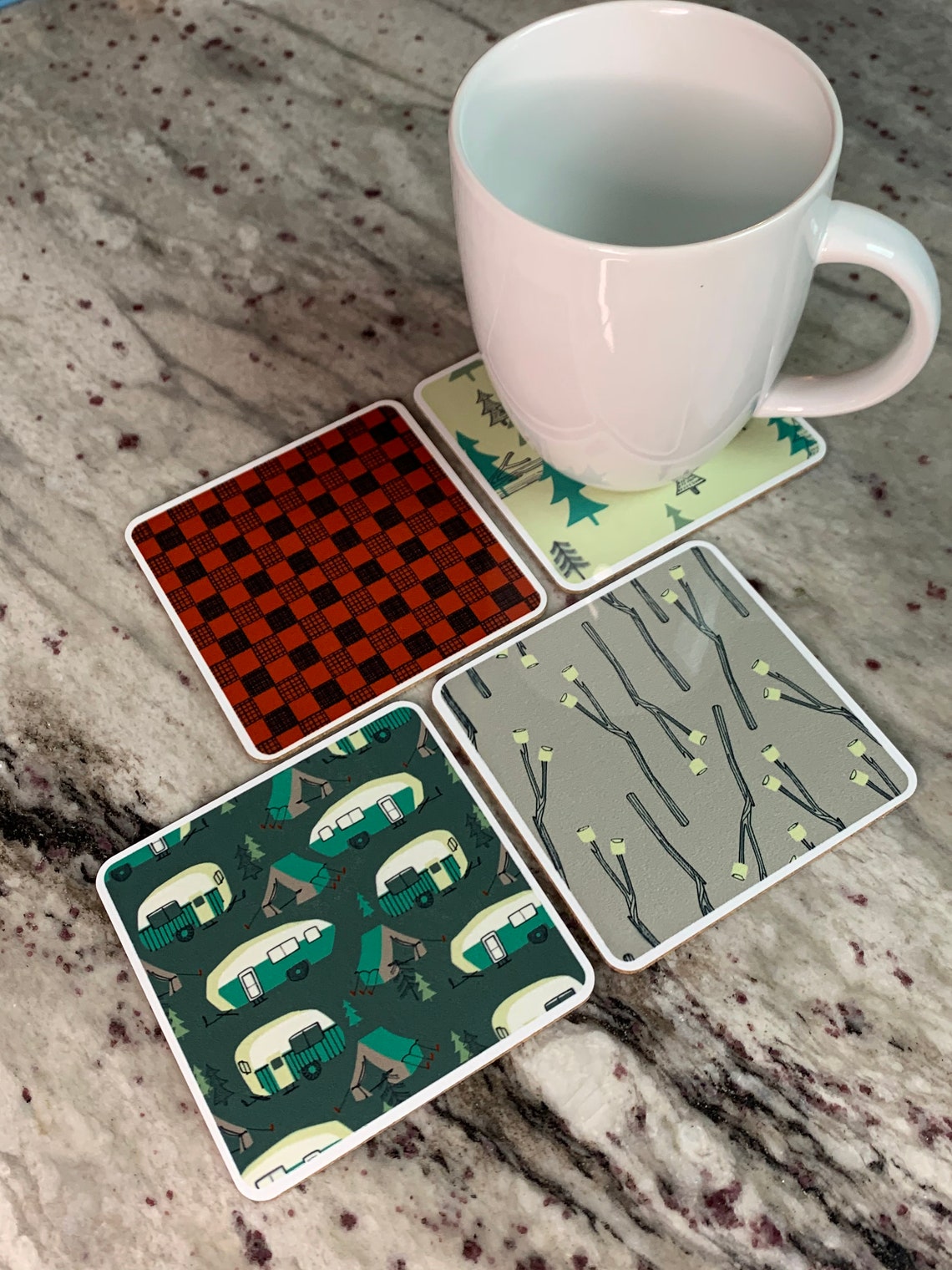 Camping Themed Coasters, Infusible Ink Coasters, Set of 4 Coasters - Etsy