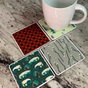 Camping Themed Coasters, Infusible Ink Coasters, Set of 4 Coasters - Etsy