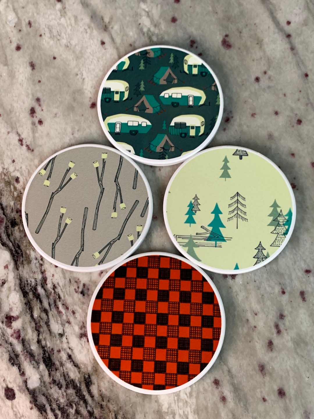 Camping Themed Coasters, Infusible Ink Coasters, Set of 4 Coasters - Etsy
