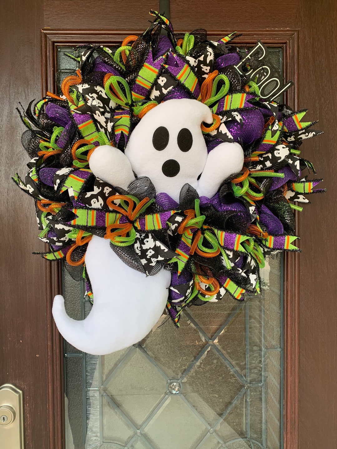 Halloween Wreath, Ghost Wreath, Halloween, Wreath, Mesh Wreath, Deco ...