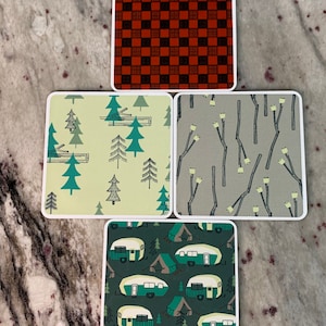 Camping Themed Coasters, Infusible Ink Coasters, Set of 4 Coasters - Etsy