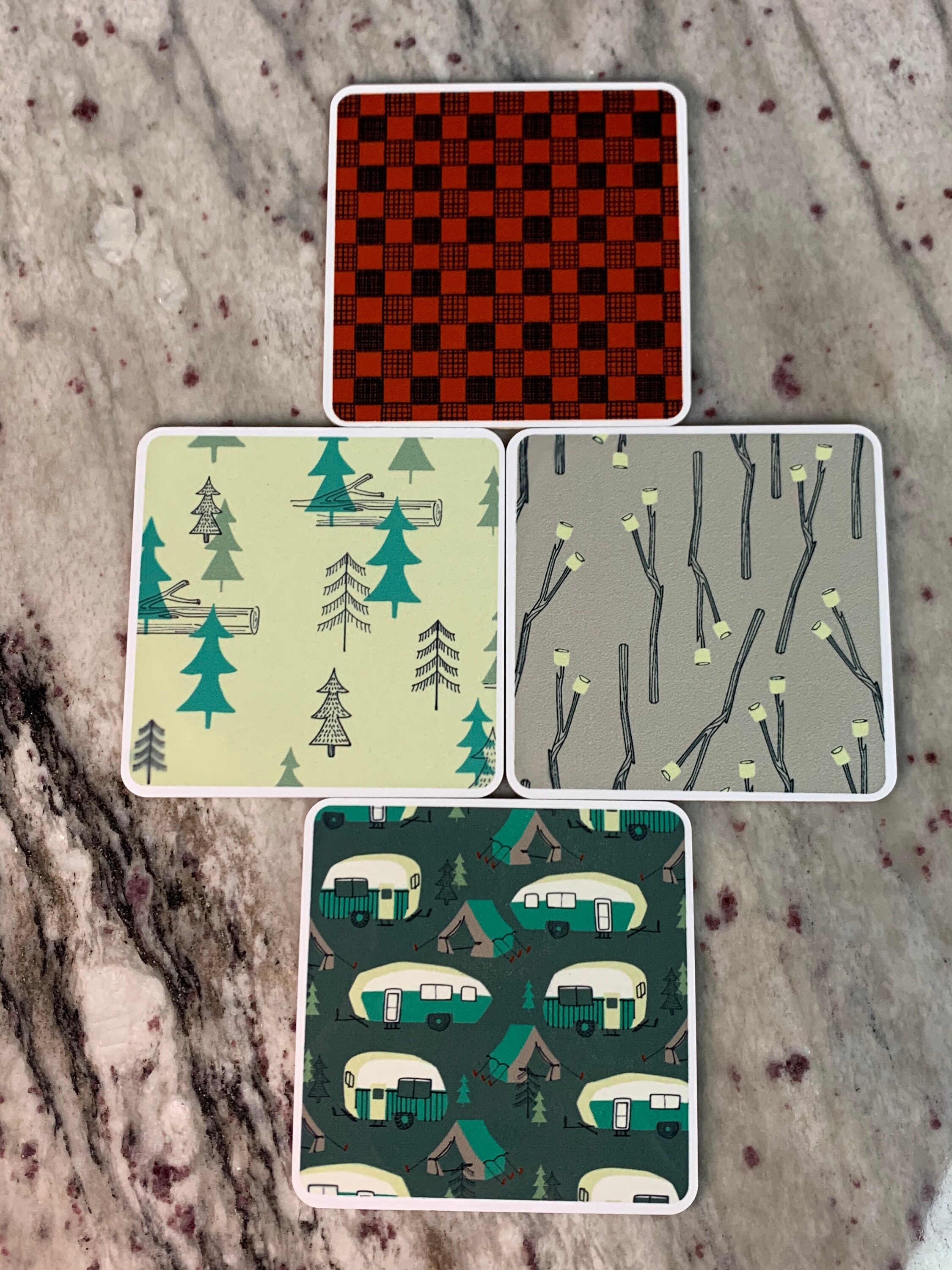 Camping Themed Coasters, Infusible Ink Coasters, Set of 4 Coasters - Etsy
