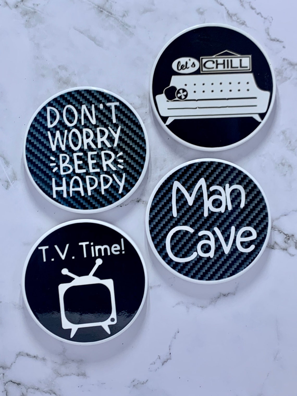 Man Cave Coaster Set, Infusible Ink Coasters, Set of 4 Coasters - Etsy