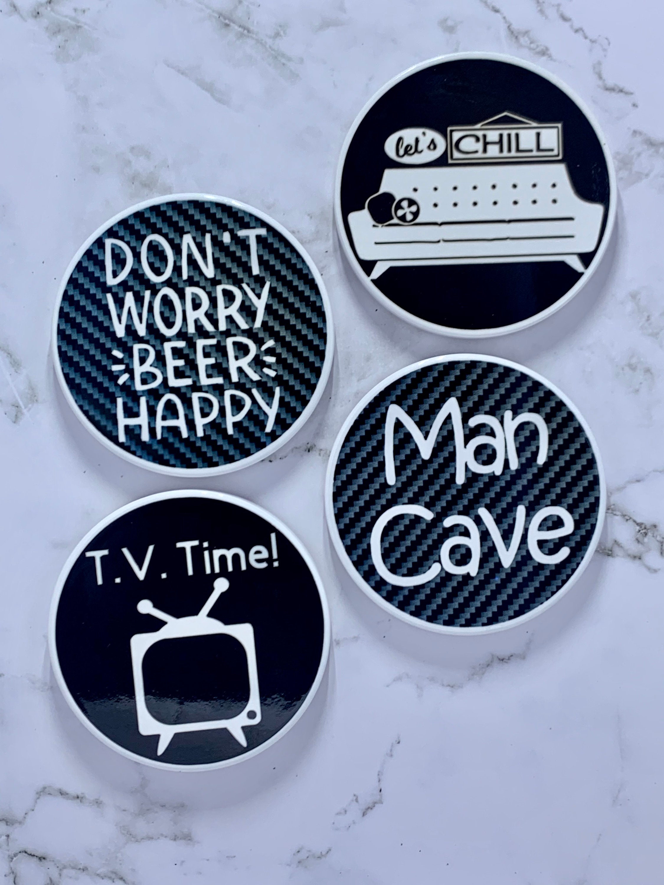 Man Cave Coaster Set, Infusible Ink Coasters, Set of 4 Coasters - Etsy