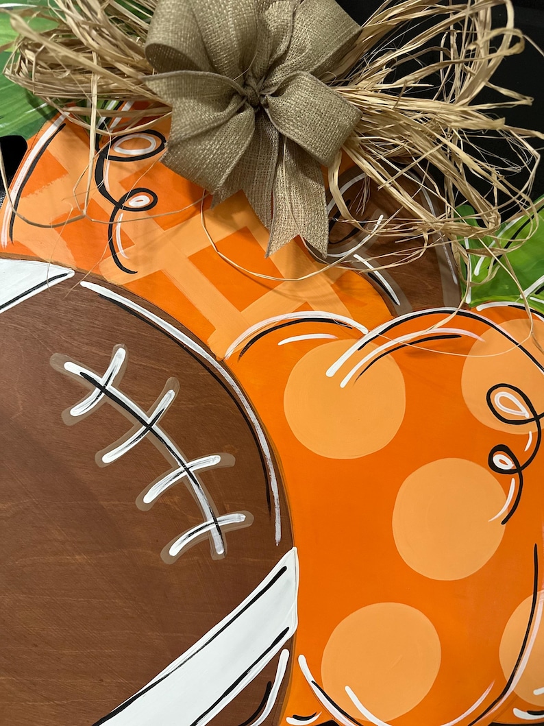 Football Pumpkin Fall Door Hanger - Etsy