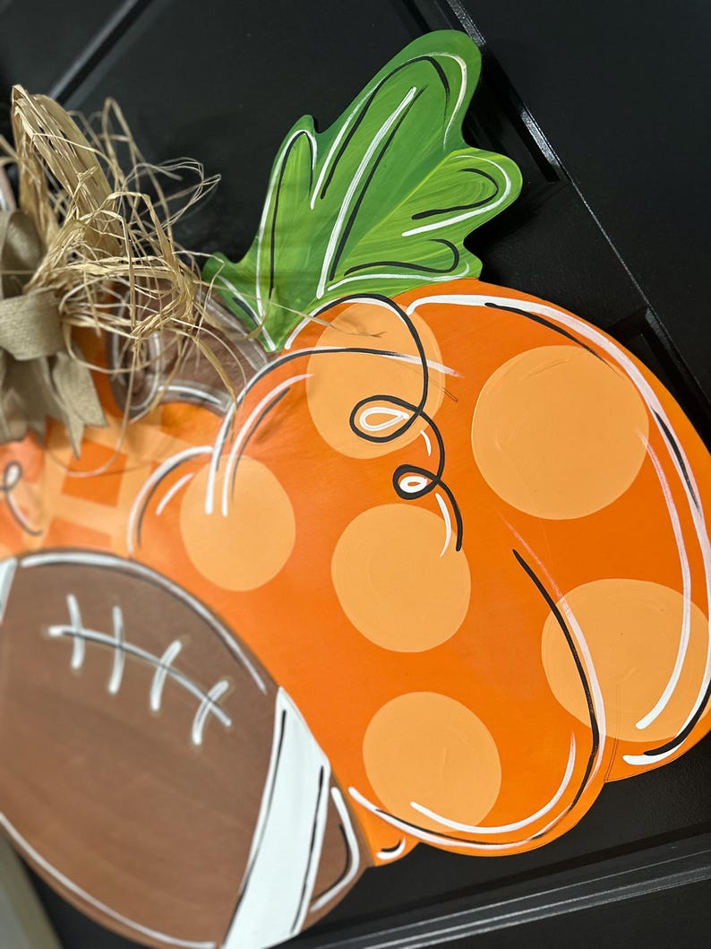 Football Pumpkin Fall Door Hanger - Etsy