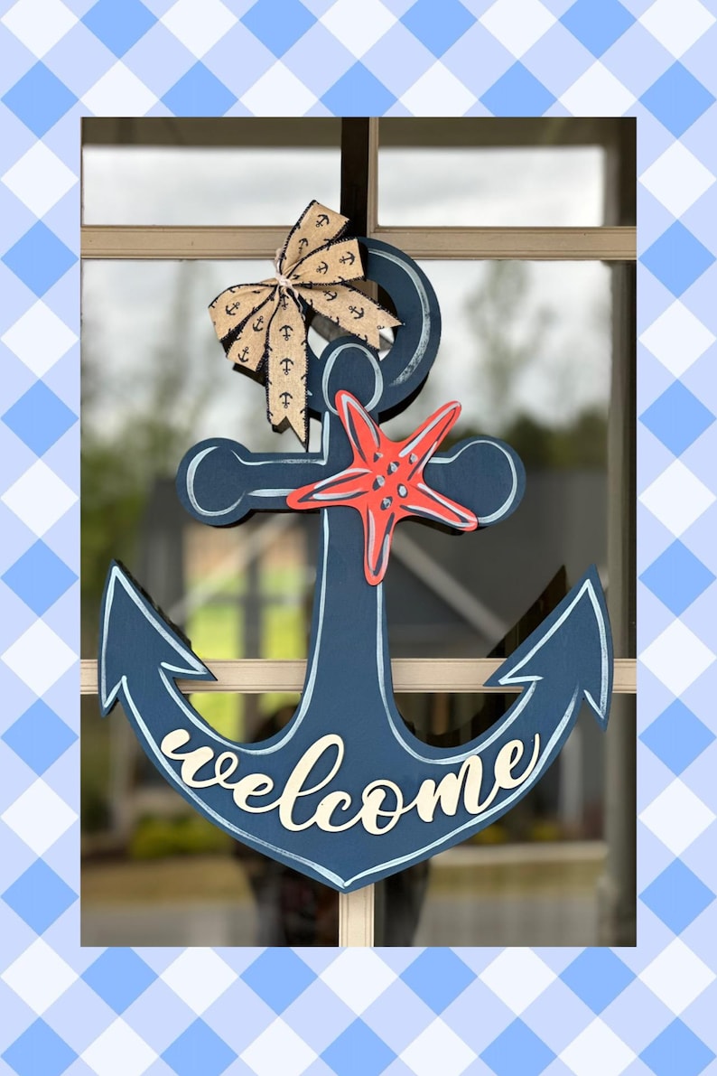Anchor Welcome Door Hanger Coastal Lake Beach - Etsy