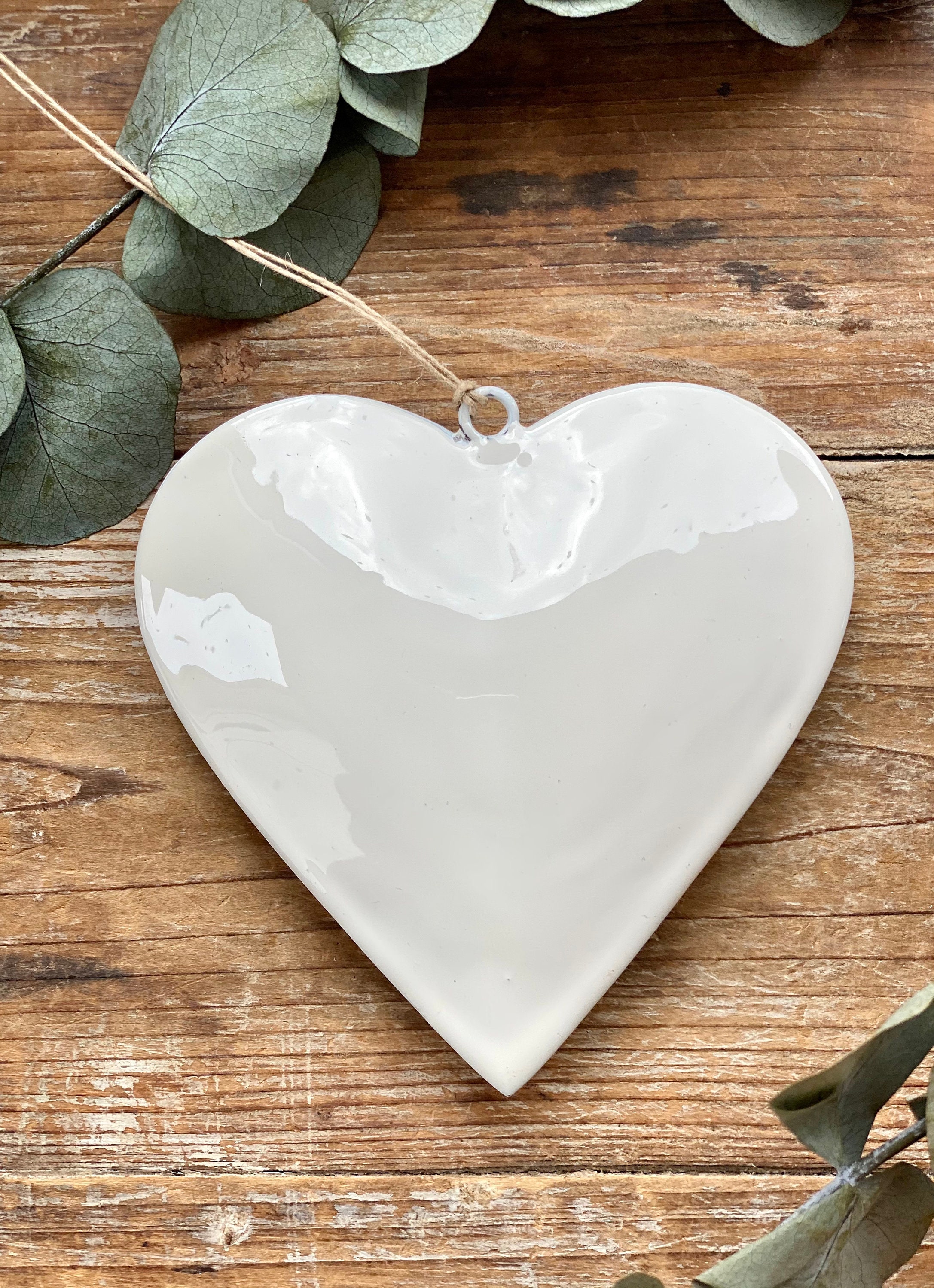 Herz Herz Metall weiß Emaille Herz zum Hängen Herzen | Etsy