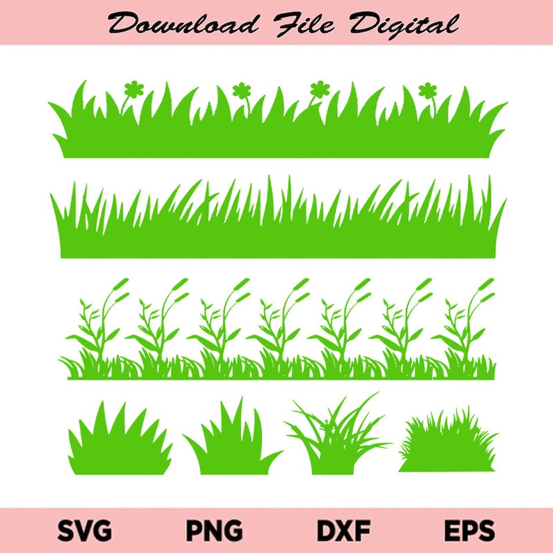 Grass Svg, Grassy Lawn Svg, Row of Grass Svg, Grass and Flowers Svg ...