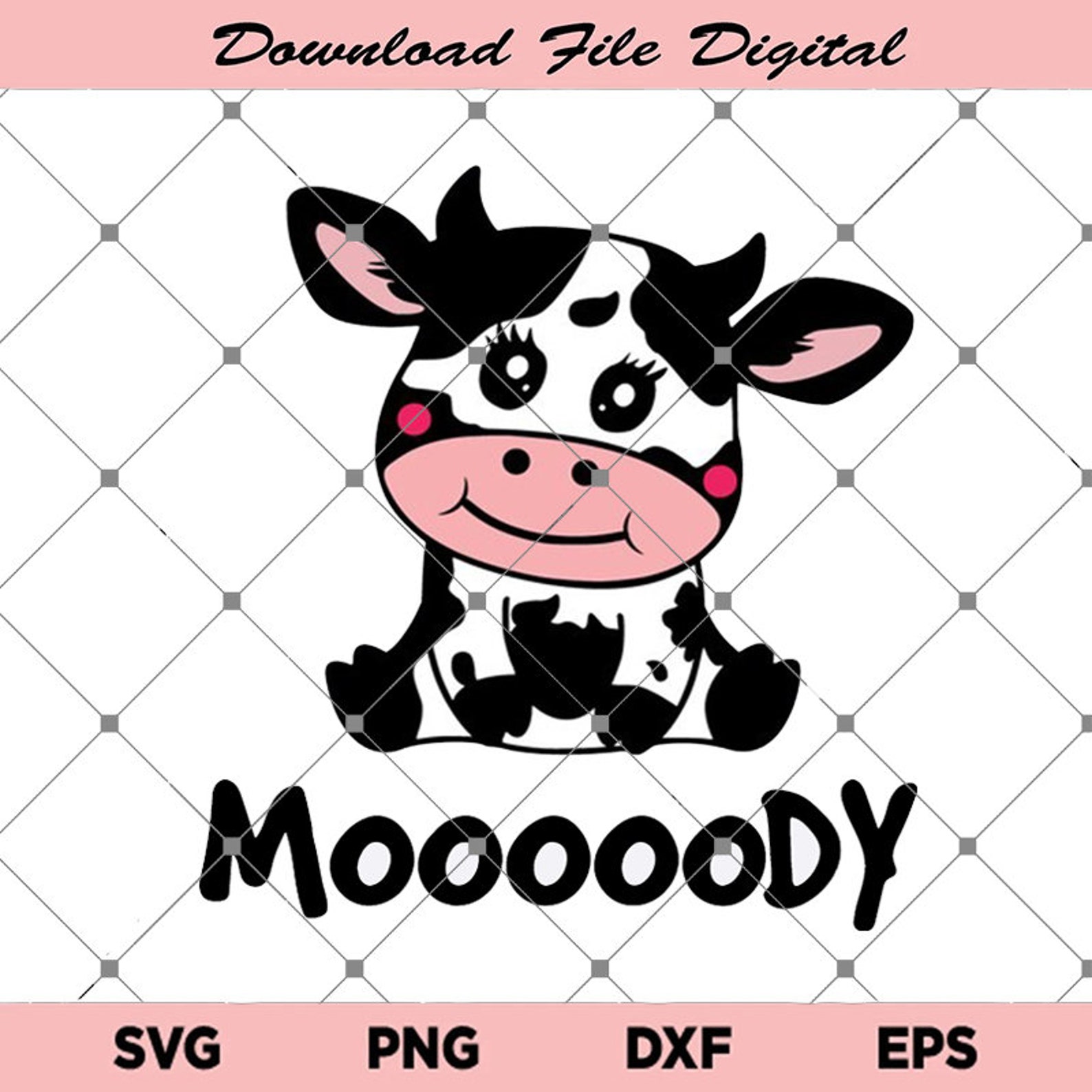 Mooody Cow Svg, Cow Svg, Moo Cow Svg, Baby Cow Svg, Cute Cow Svg, Funny ...