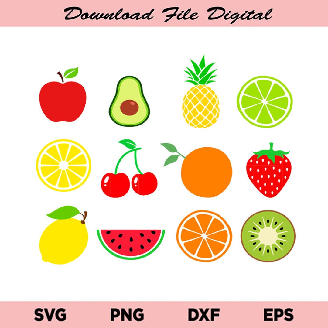 Fruit Summer Svg, Tropical Fruit Svg, Lemon Strawberry Watermelon ...