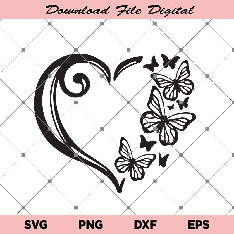 Heart Butterfly Svg, Love Butterfly Svg, Heart Svg, Butterfly Svg ...