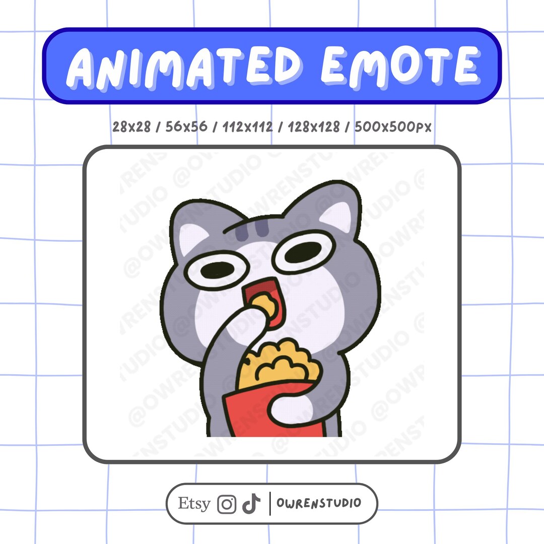Animated Twitch Emote Popcorn Cat, Grey Tabby Eating Snack, Funny Drama ...