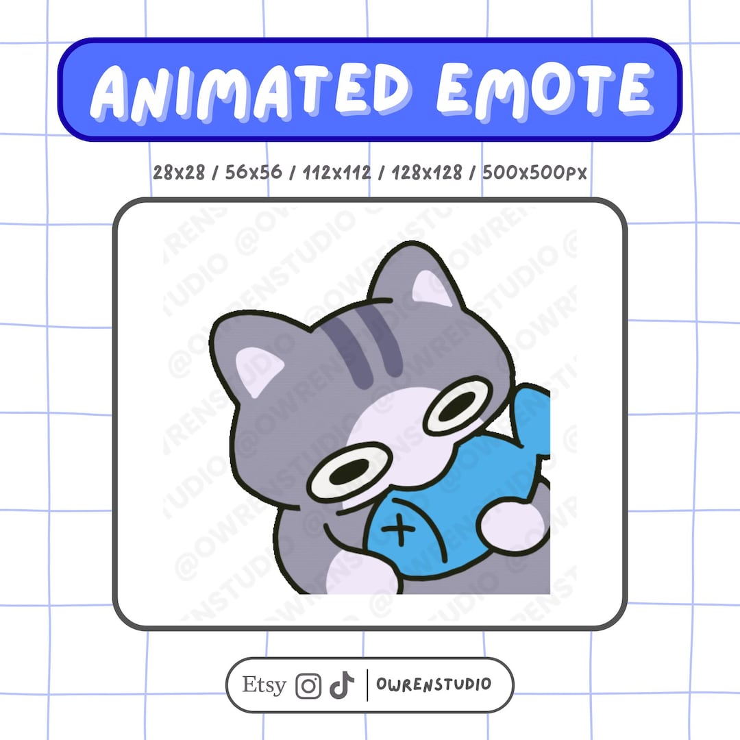 Animated Twitch Emote Eating Fish, Grey Tabby Hungry Cat, Funny Nomnom ...