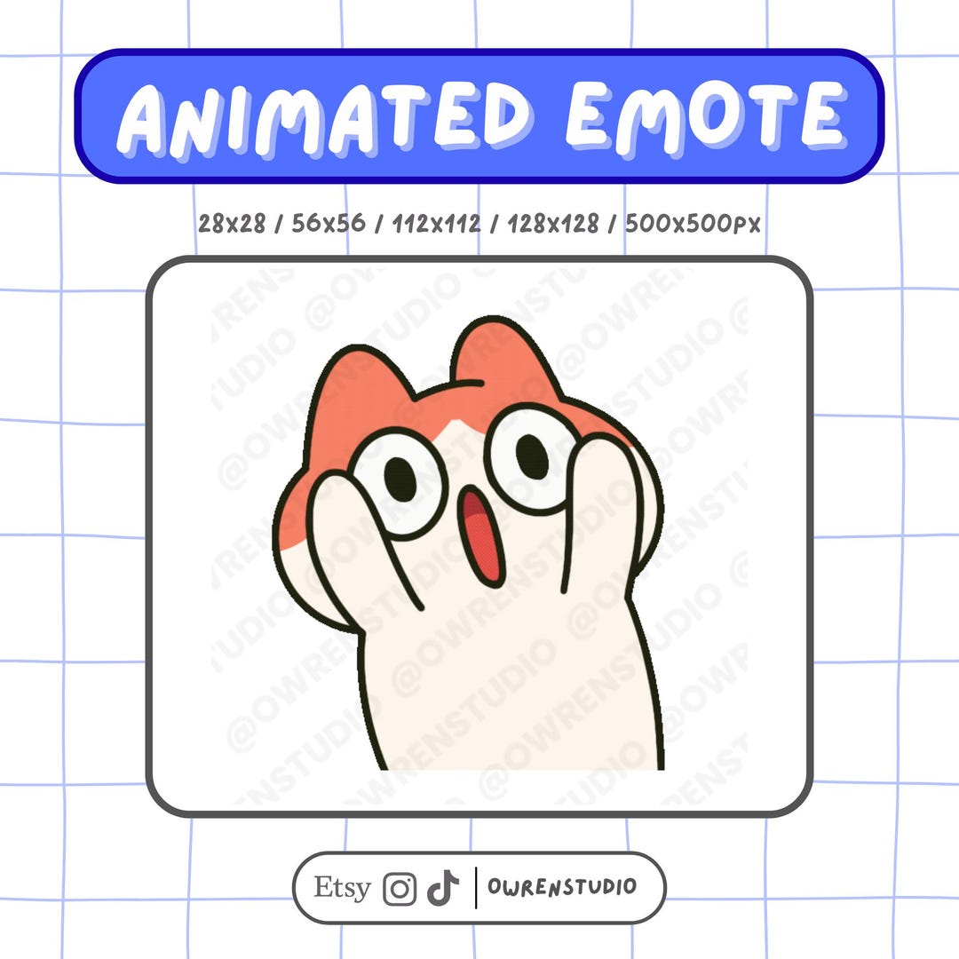 Animated Shocked Cat Emote, Funny Twitch Discord Streamer Vtuber Emoji ...