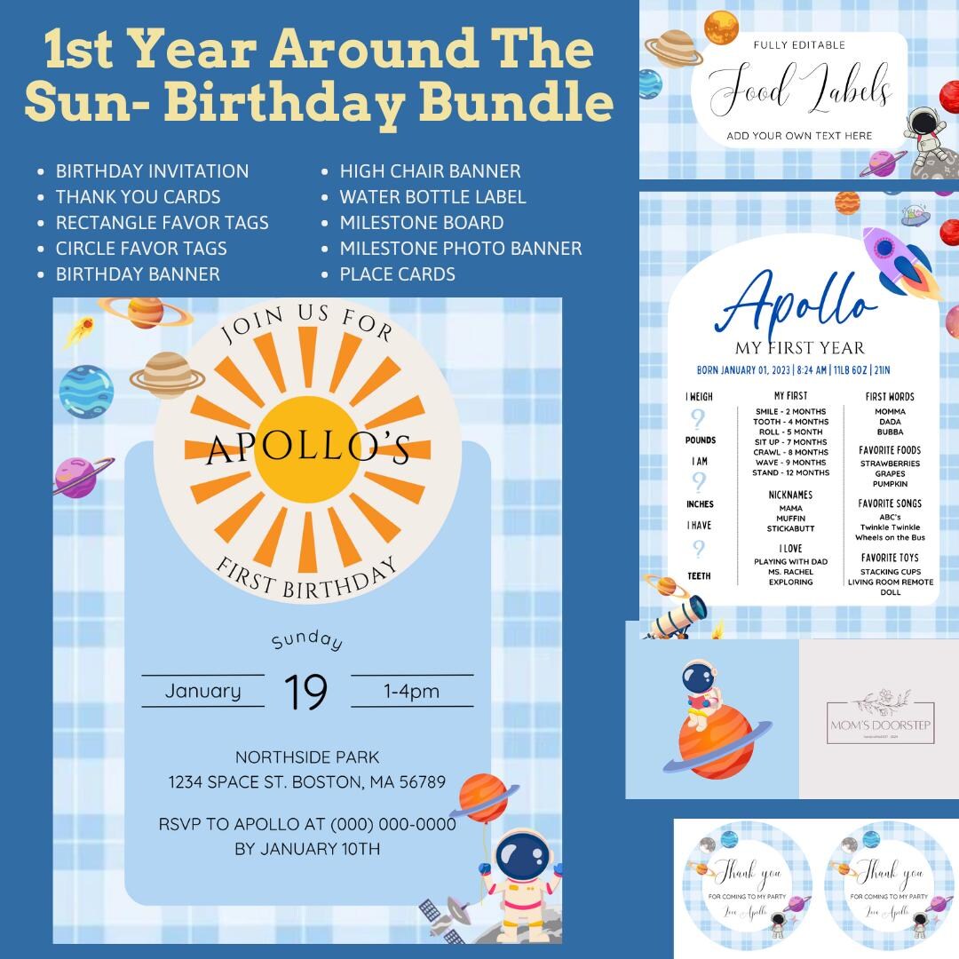 1st Year Around the Sun - SPACE - Birthday Bundle - Etsy