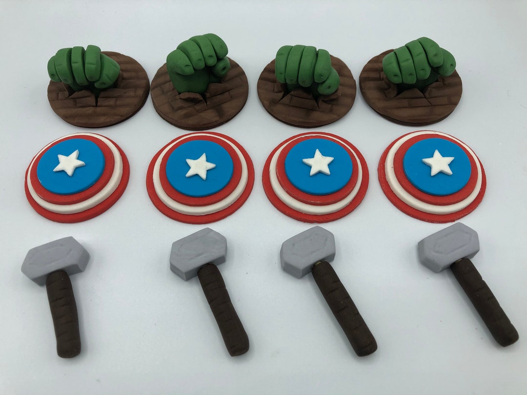 Avengers Fondant Cupcake Toppers – Hulk, Thor, Captain America - Etsy