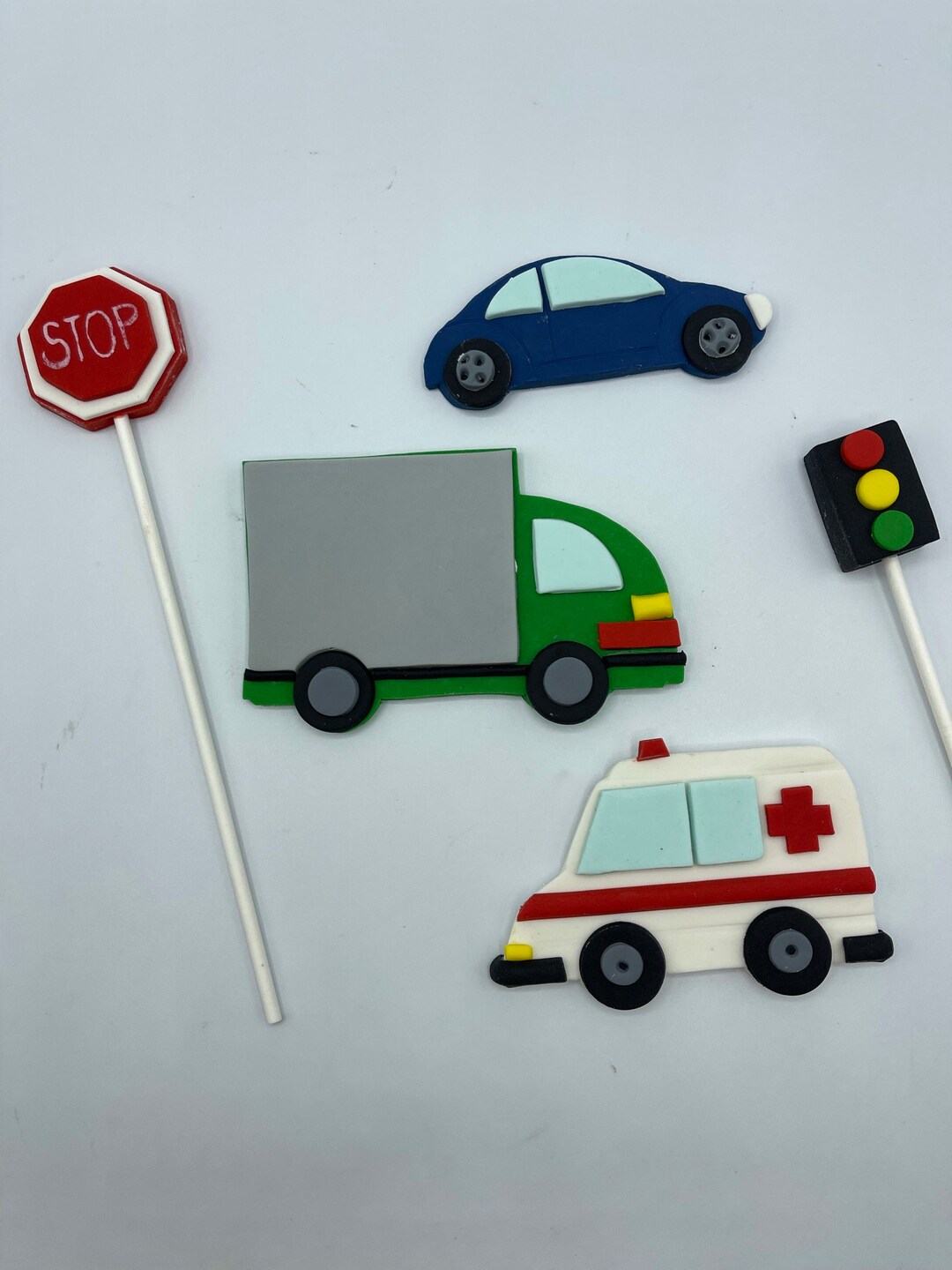 Traffic Cake Toppers - Car, Ambulance, Truck, Stop Sign, Traffic Light ...