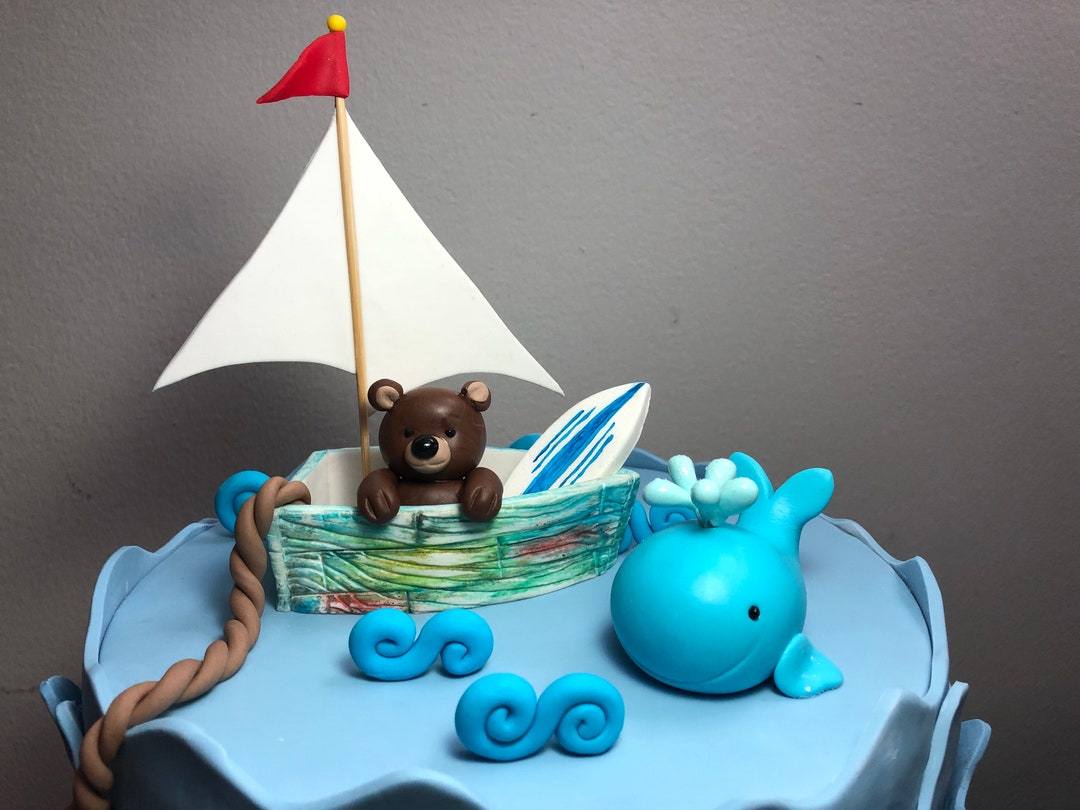 Nautical Fondant Cake Topper Set - Boat Topper - Whale Topper - Surf ...