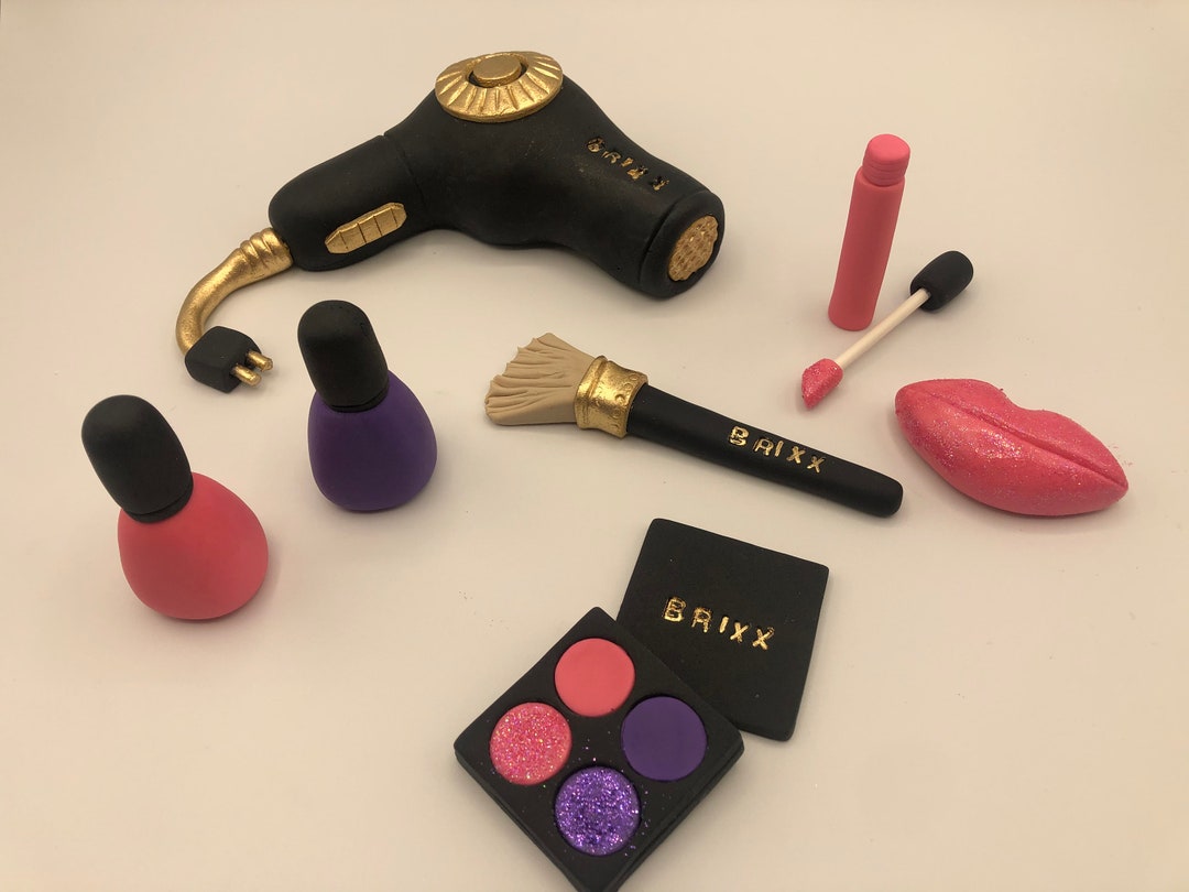 Beauty Fondant Cake Topper - Hair Salon Cake Topper - Nail Polish - Lip ...