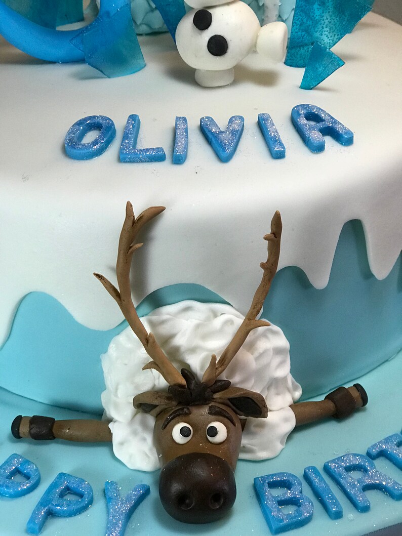 Frozen Cake Topper Set – Olaf, Sven, Custom Name & Age - Etsy