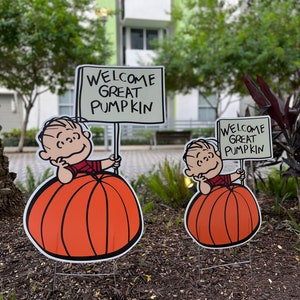 Welcome Great Pumpkin Yard Sign / Linus and Sally Brown / Peanuts Yard ...
