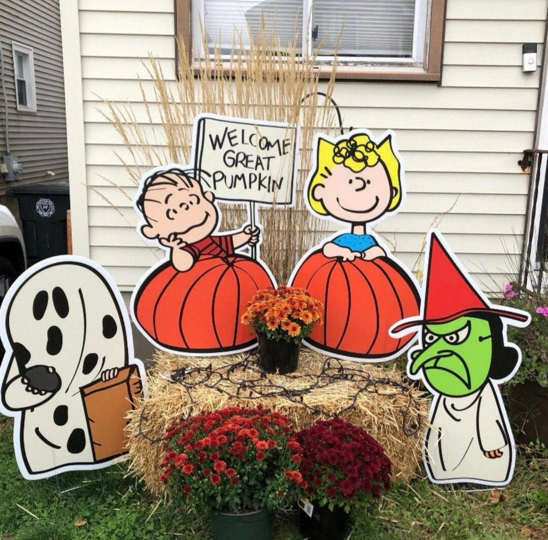 Welcome Great Pumpkin Yard Sign / Linus and Sally Brown / Peanuts Yard ...