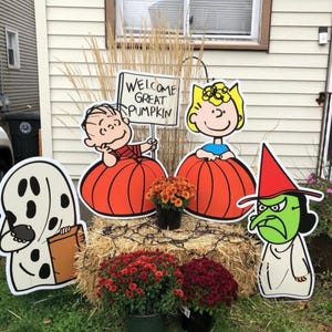 Welcome Great Pumpkin Yard Sign / Linus and Sally Brown / Peanuts Yard ...