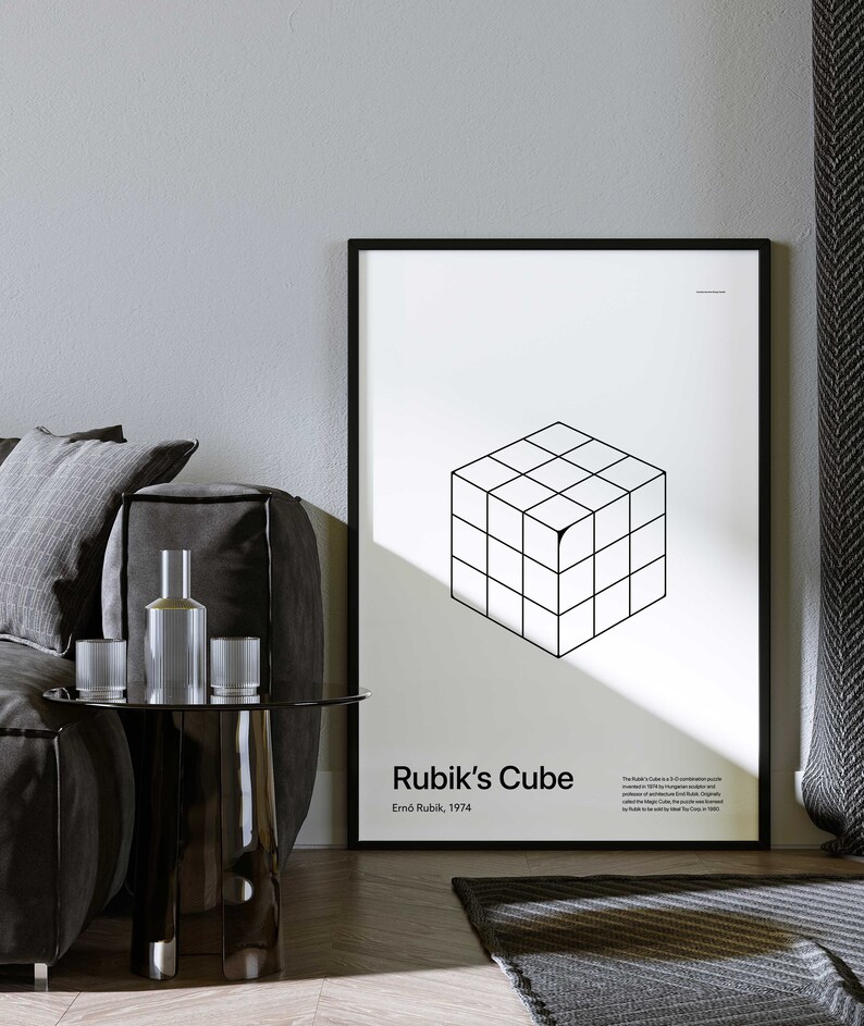 Modern Rubik's Cube Game Poster, Clean Poster, Ernő Rubik, Magic Cube ...
