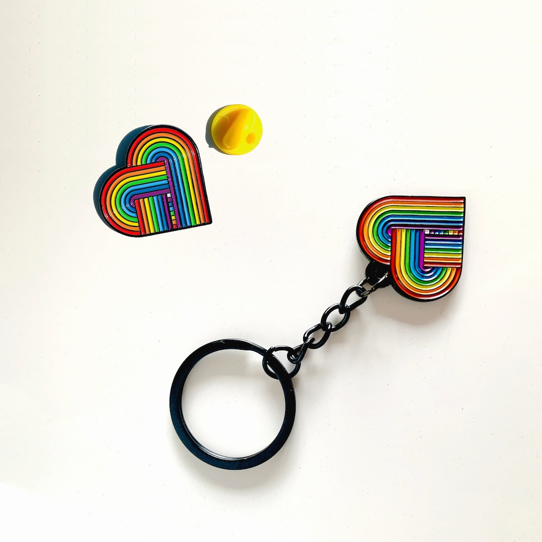 Pride Keychain and Pin Set, LGBTQ Keychain, Pride Keychain, Rainbow ...