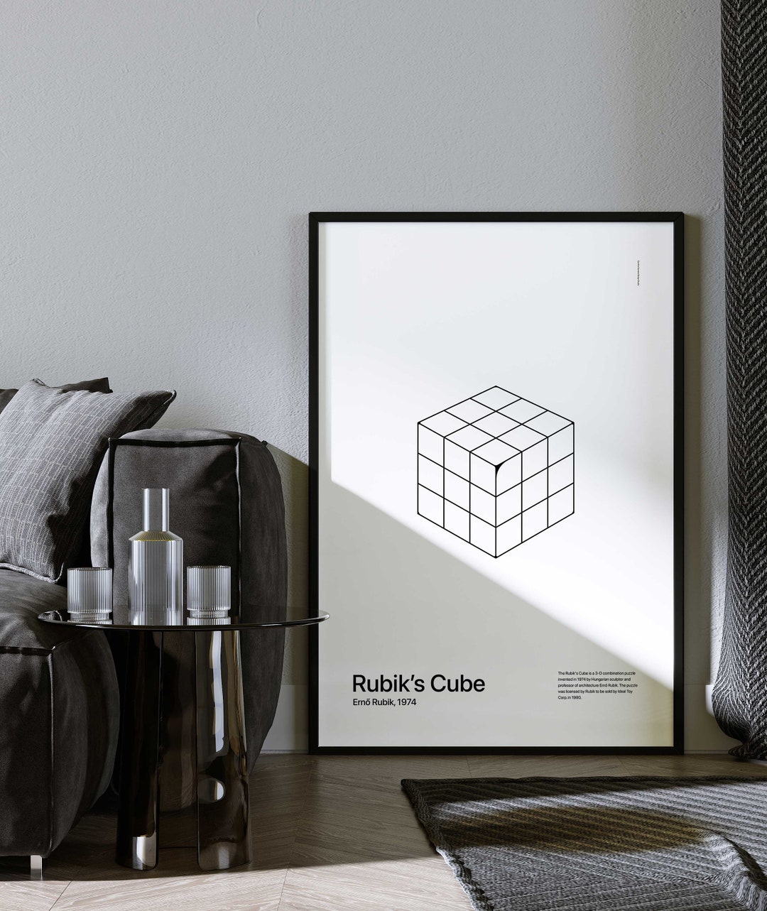 Physical Printed Minimalist Printable Art, Modern Vintage Rubiks' Cube ...
