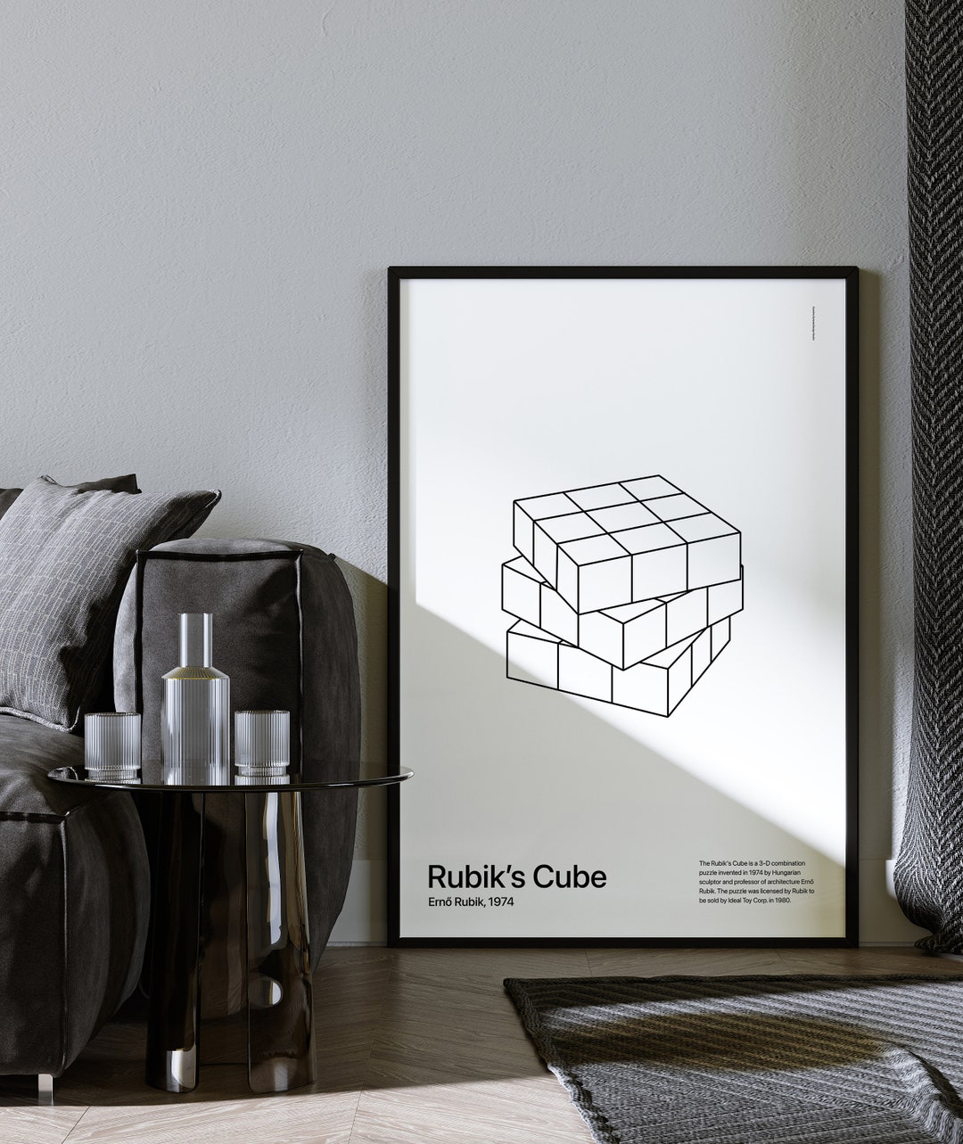 Minimalist Rubik's Cube Poster, Modern Geometric Art (digital Download ...