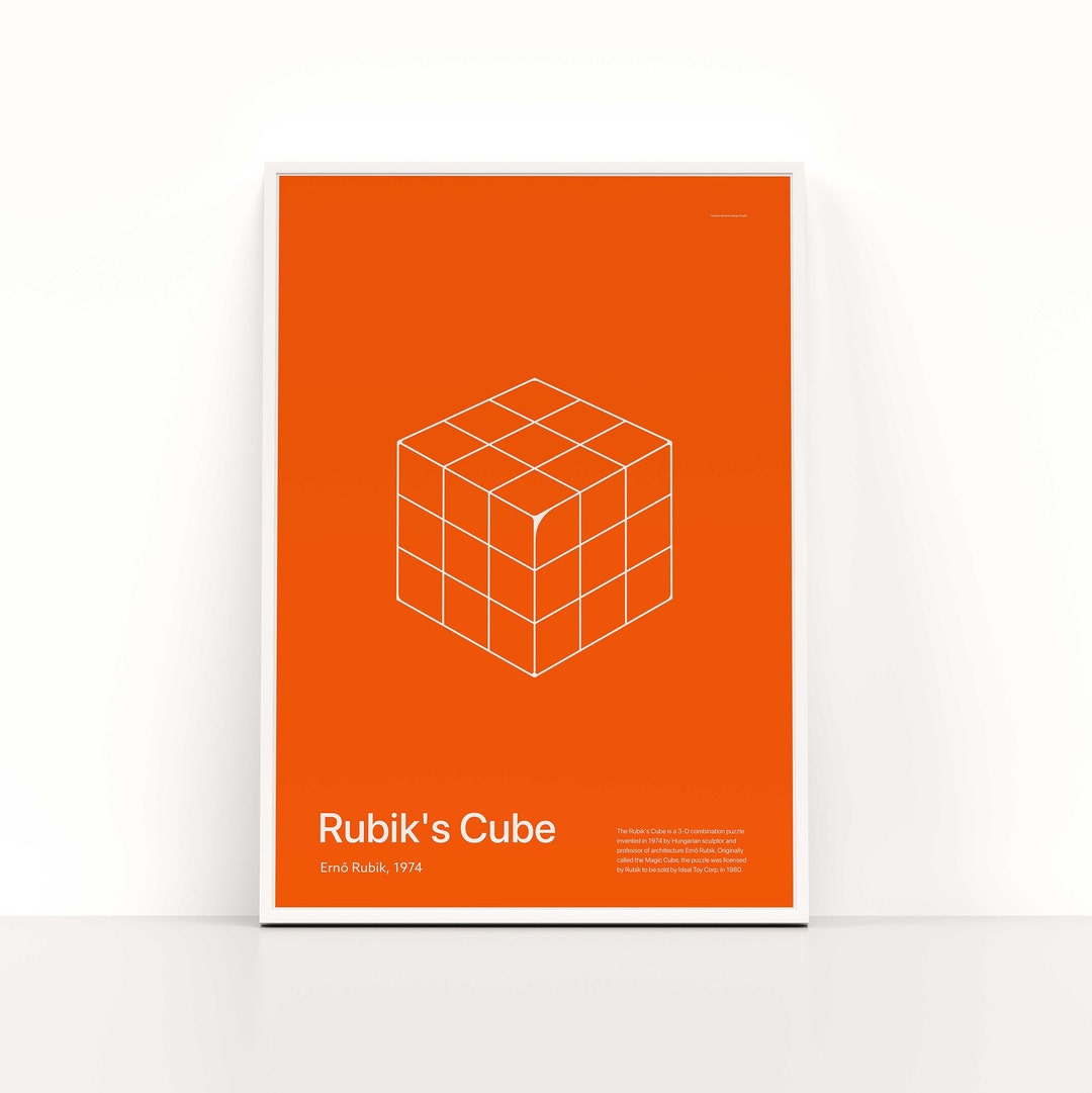 Downloadable Modern Retro Game Poster, Rubik's Cube, Geometric Art ...