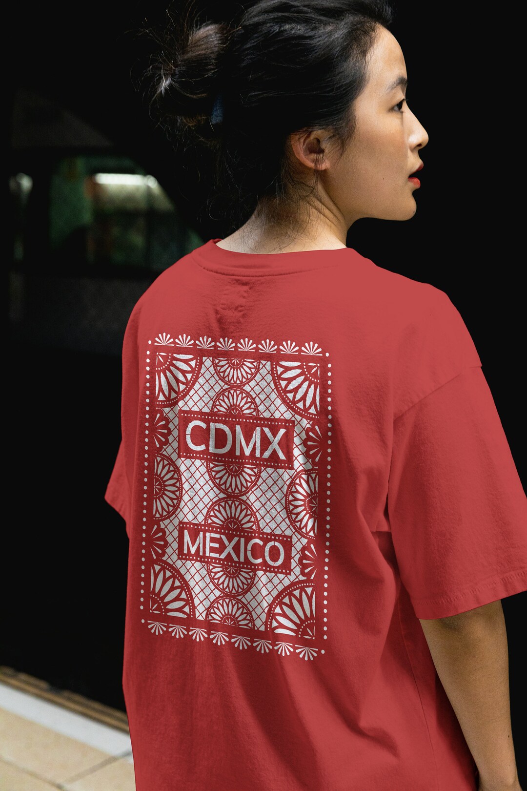 Red Tee, CDMX Mexican Tee, Mexico, Papel Picado, Mexico City, Unisex ...