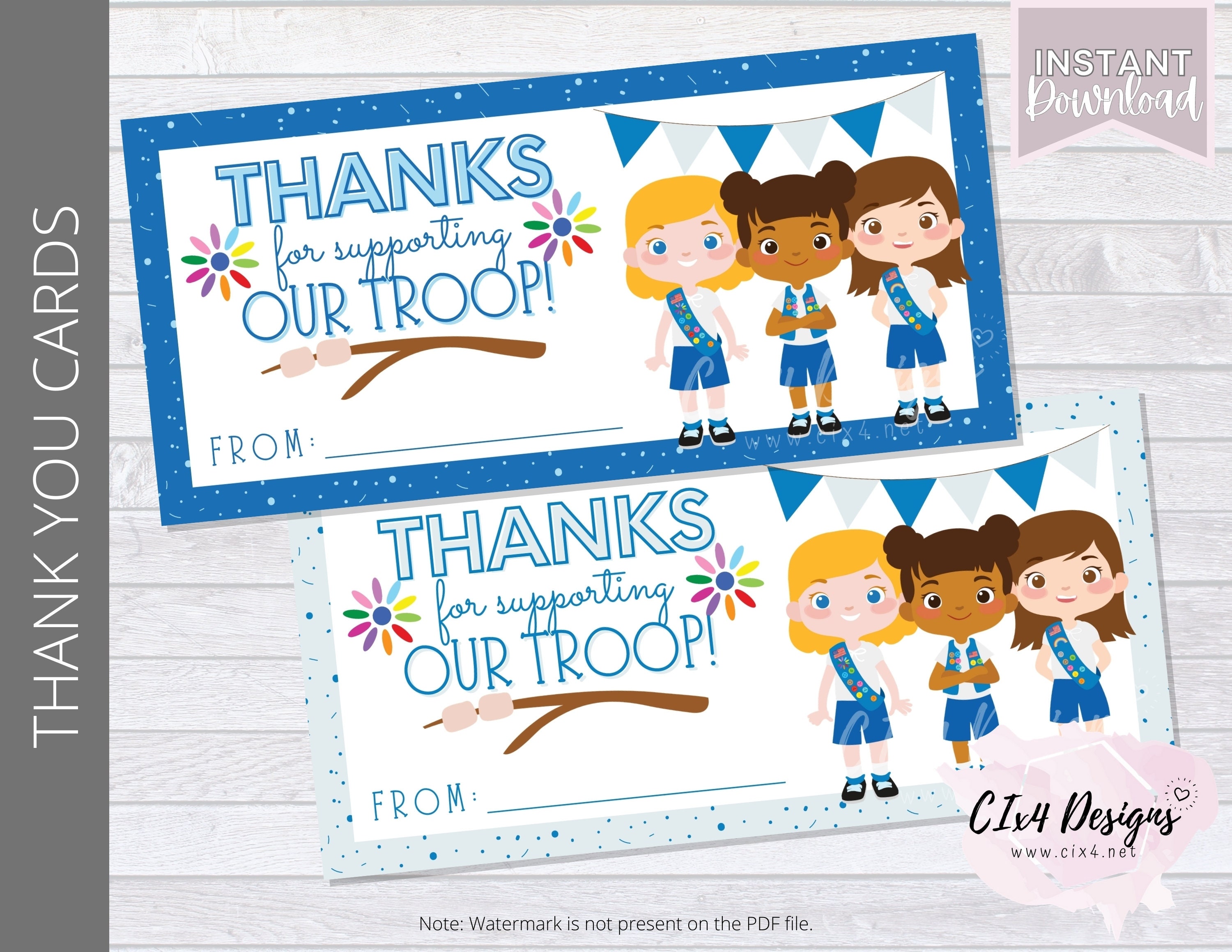 Girl Scouts Thank You Card Daisies Printable NOT - Etsy UK