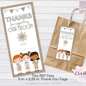 Scouts | Thank You Tags | Cadettes | Vertical | Printable | NOT ...