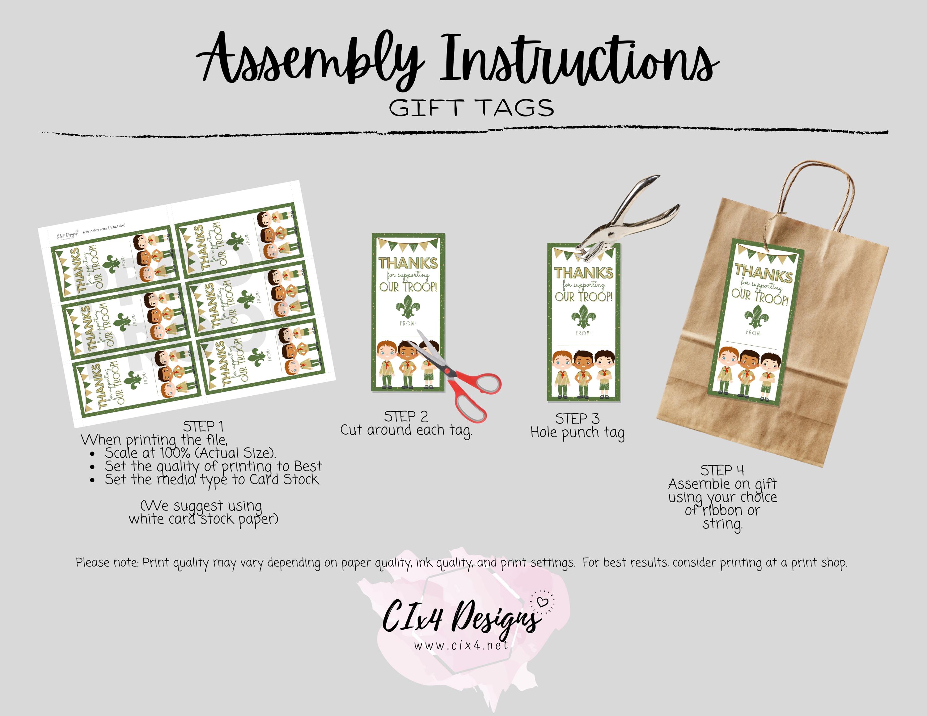 Troop | Scout | Thank You Tags | Vertical | Printable | ---INSTANT ...
