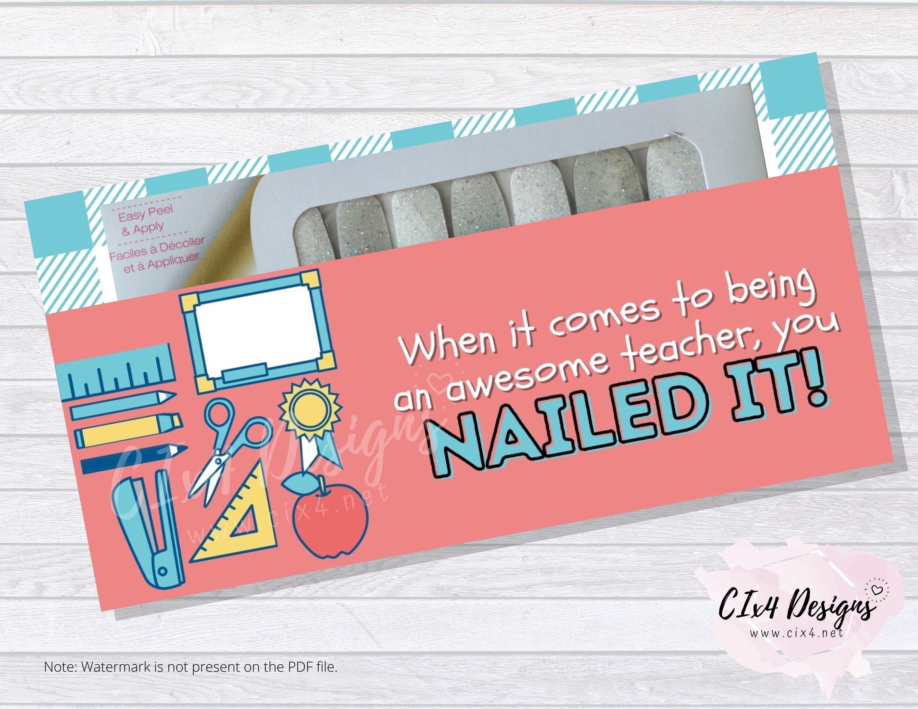 Teacher - Nailed It - Gift Envelope for Nail Polish Strips - Pastel (2 ...