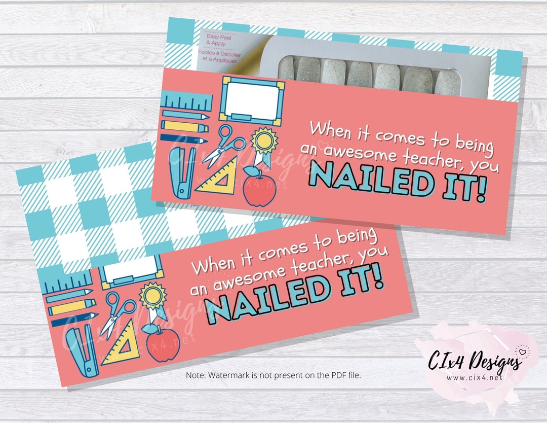 Teacher - Nailed It - Gift Envelope for Nail Polish Strips - Pastel (2 ...