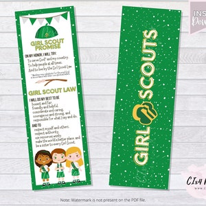 Girl Scouts Bookmarks Juniors Printable Law Promise INSTANT Digital ...