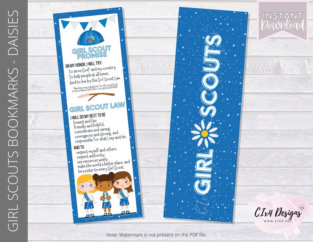 Scouts | Bookmarks | Daisies | Printable | Law | Promise| ---INSTANT ...