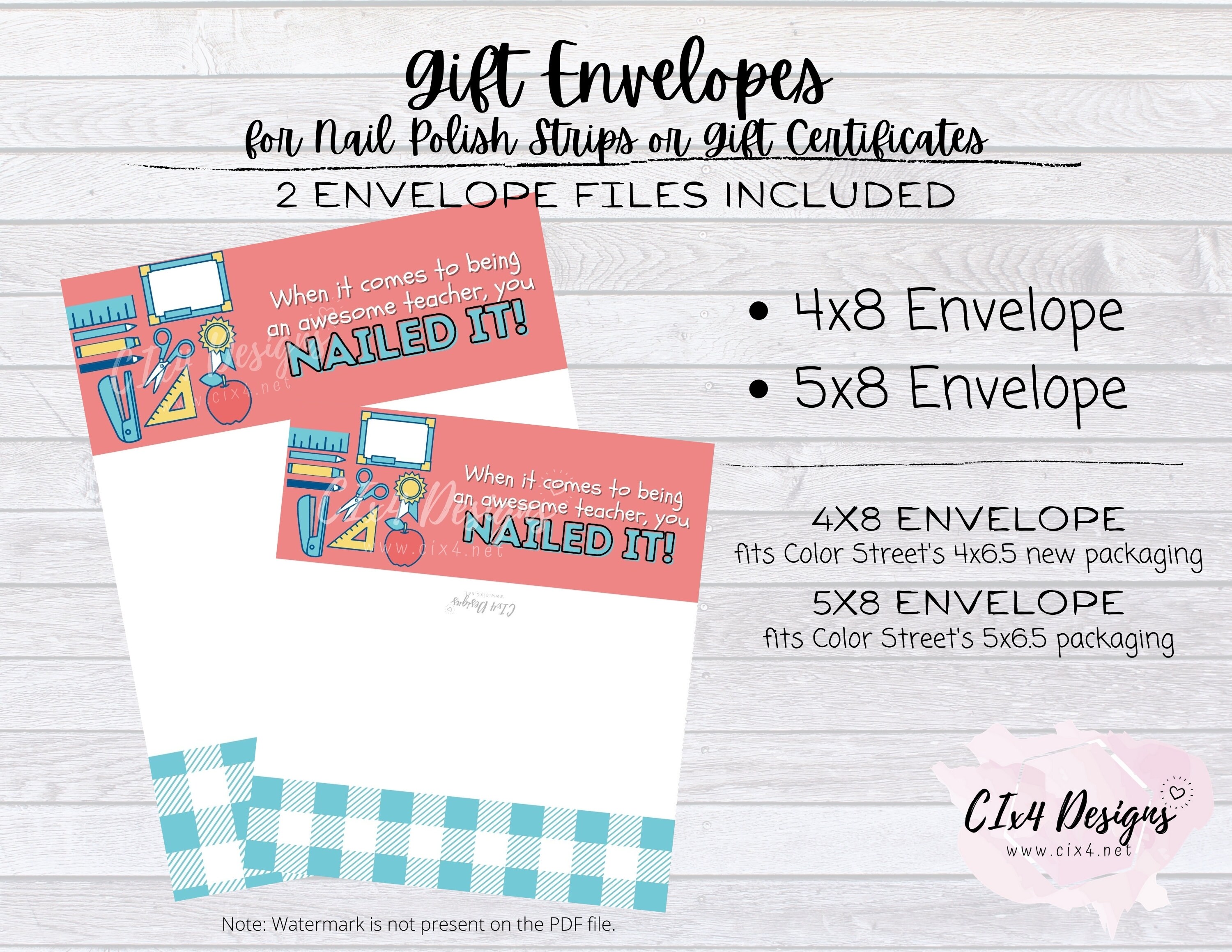 Teacher - Nailed It - Gift Envelope for Nail Polish Strips - Pastel (2 ...