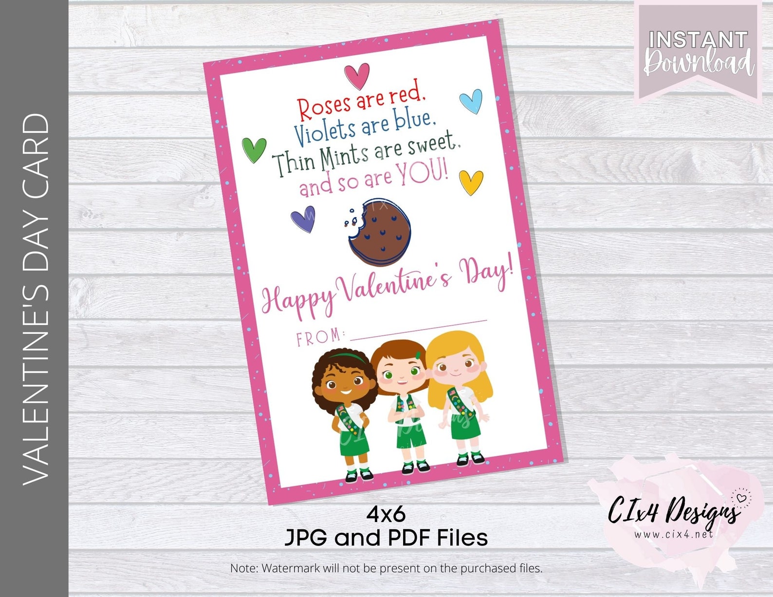 Girl Scouts Valentine's Day Card 4x6 Juniors - Etsy