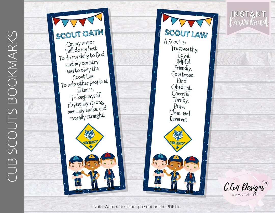Cub Scouts Bookmarks Version 1 Printable Scout Oath - Etsy